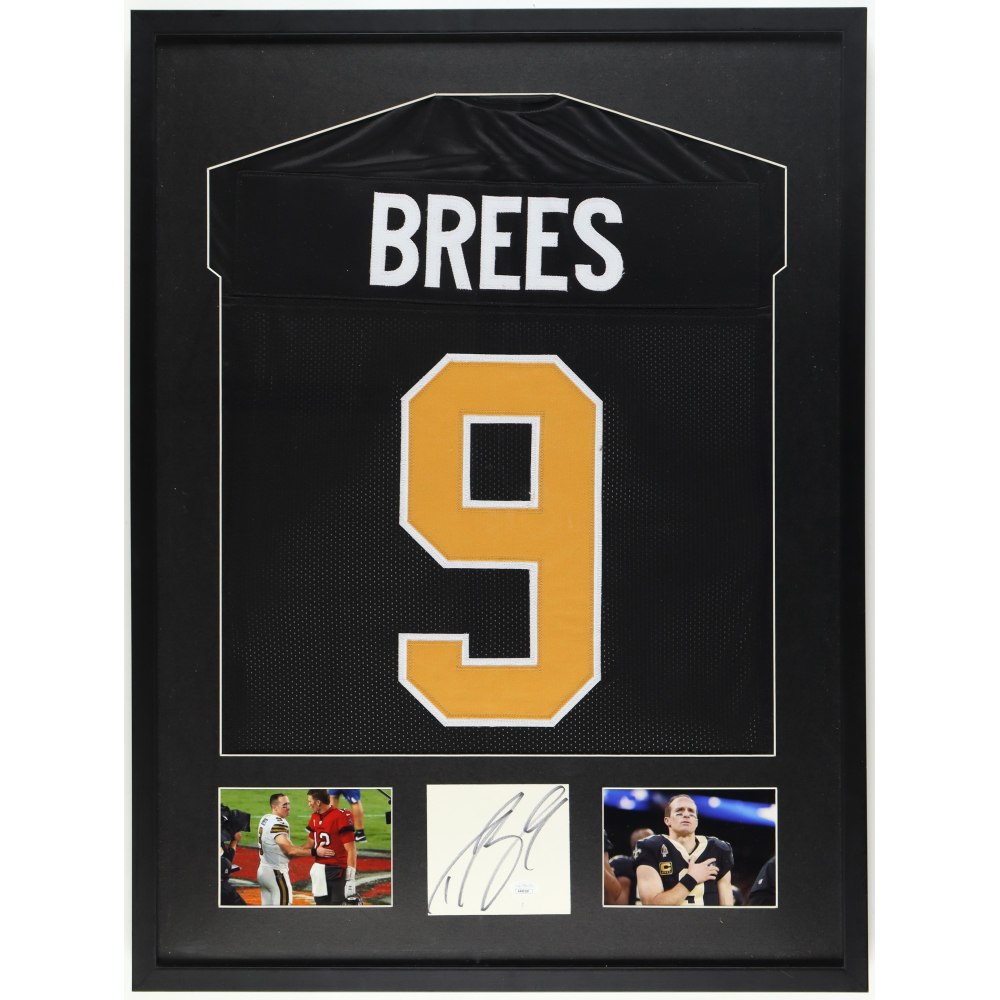 Drew Brees Signed Custom Framed Cut Display with Jersey (JSA) | Pristine Auction