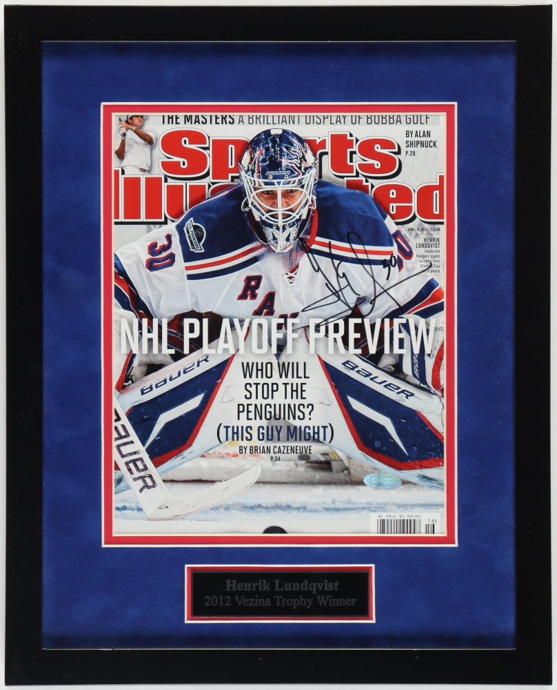 Henrik Lundqvist Signed Custom Framed Magazine Cover (Steiner ...