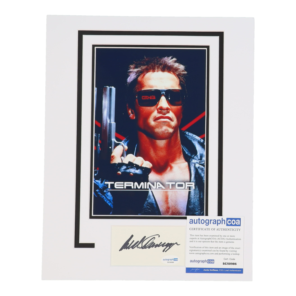 Arnold Schwarzenegger Signed "The Terminator" 11x14 Custom Matted Cut ...
