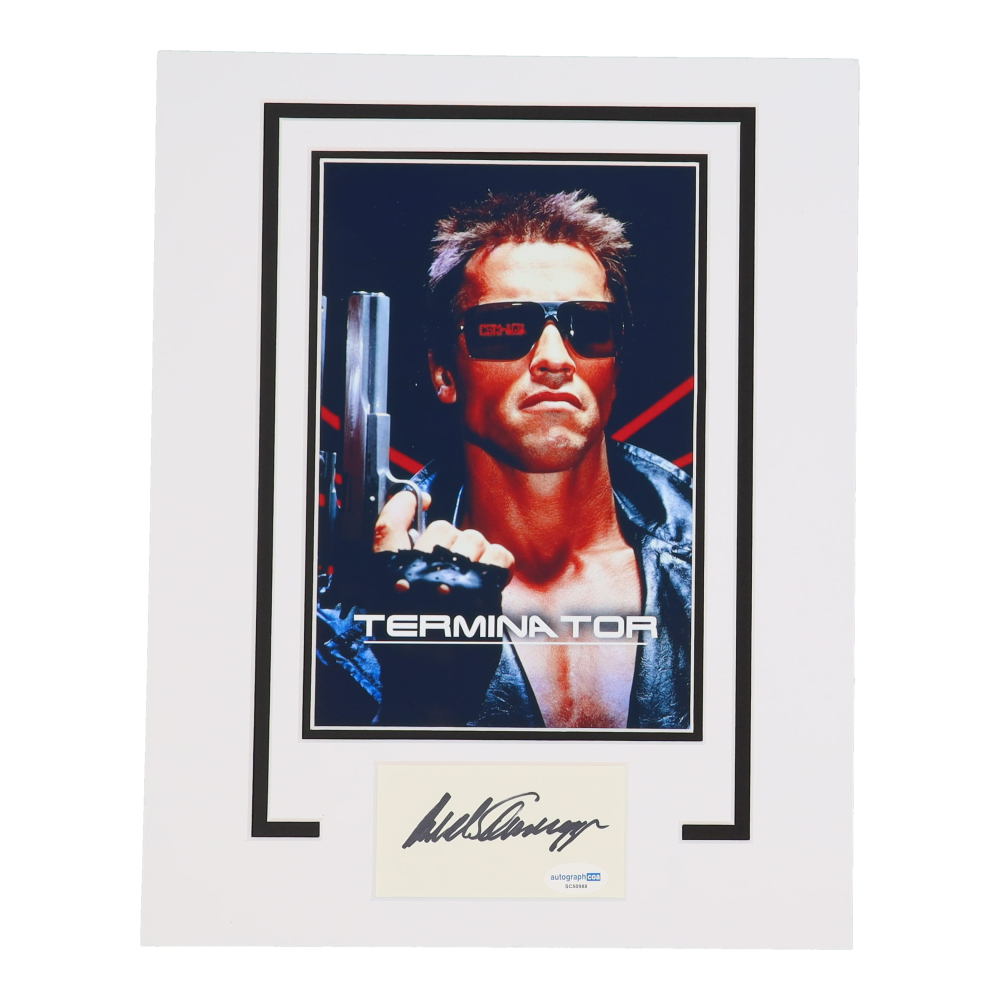 Arnold Schwarzenegger Signed "The Terminator" 11x14 Custom Matted Cut ...