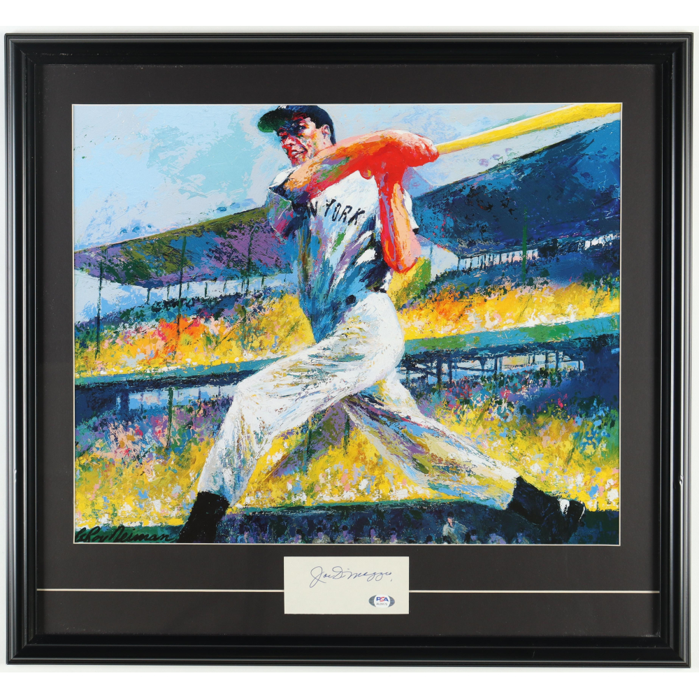 Joe DiMaggio Signed LeRoy Neiman Lithograph Custom Framed Cut Display ...