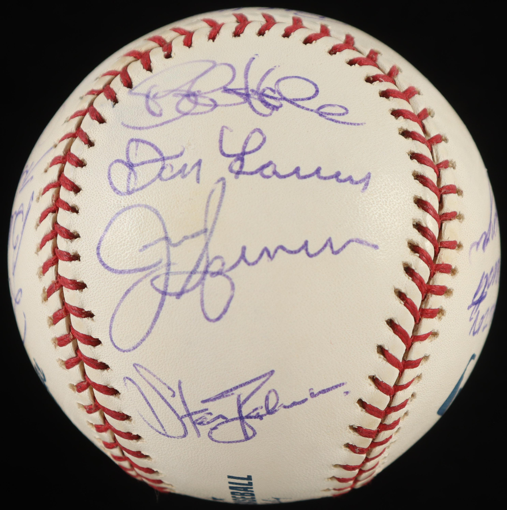 Yankees Hall of Famers OML Baseball Signed by (18) with Enos Slaughter ...