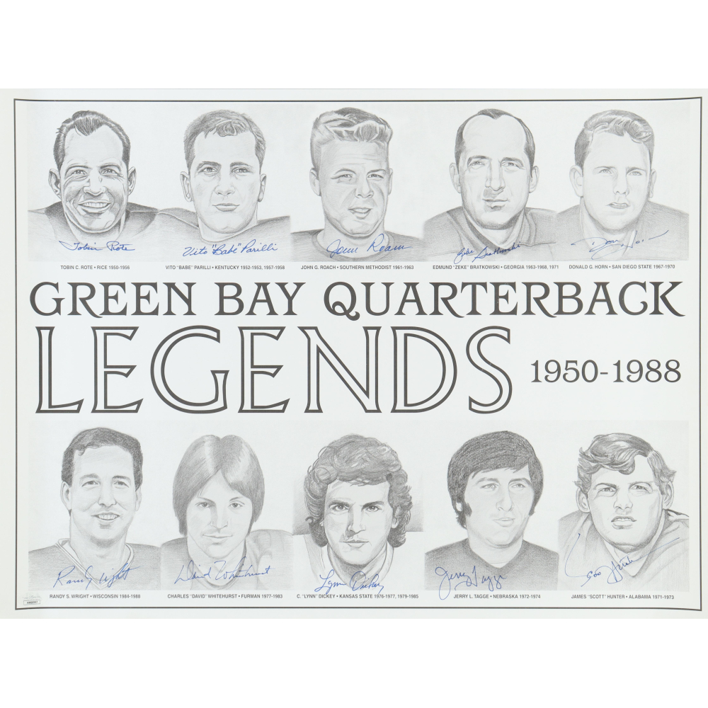 Multi-Signed (7) "Green Bay Quarterback Legends" 18x24 Poster (JSA ...