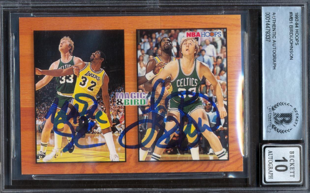 Magic Johnson & Larry Bird Signed 1993-94 Hoops / Commemorative #MB1 (BGS | Autograph Graded 10 ...
