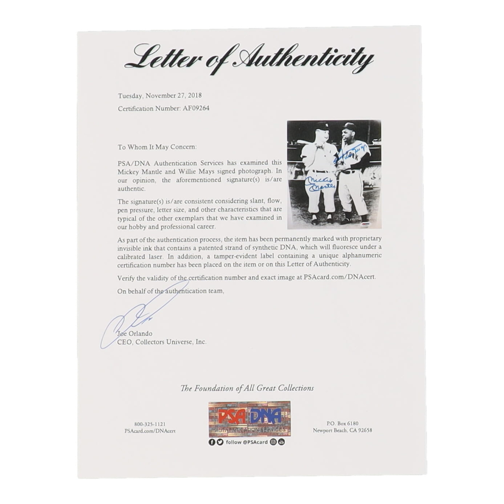 Mickey Mantle & Willie Mays Signed 8x10 Photo (PSA) | Pristine Auction