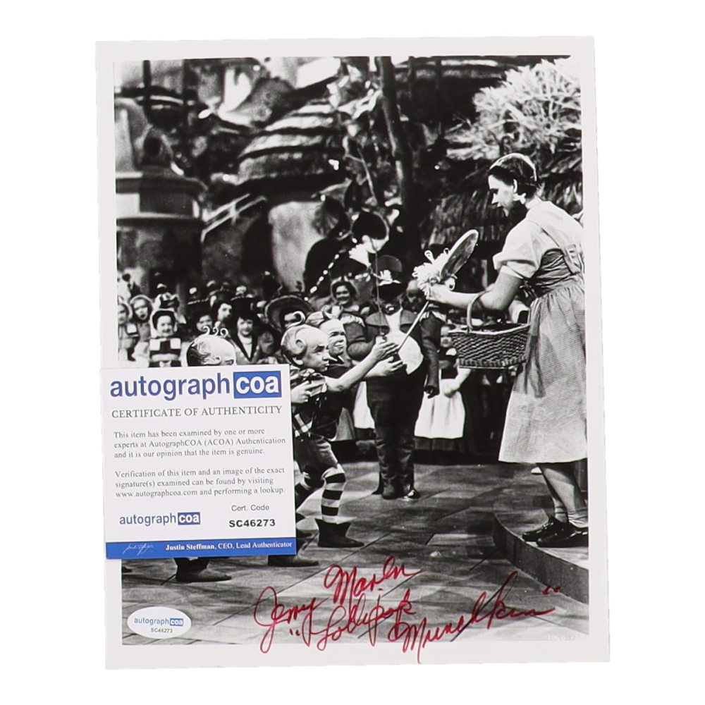 Jerry Maren Signed "The Wizard of Oz" 8x10 Photo Inscribed "Lollipop ...