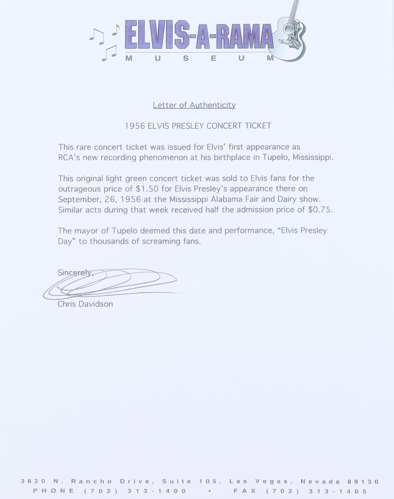 Elvis Presley Custom Matted Photo Display with Authentic Concert Ticket ...