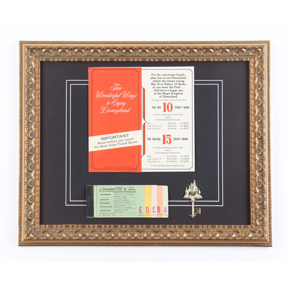 Disneyland Vintage Custom Framed Ticket Brochure Display With Vintage ...