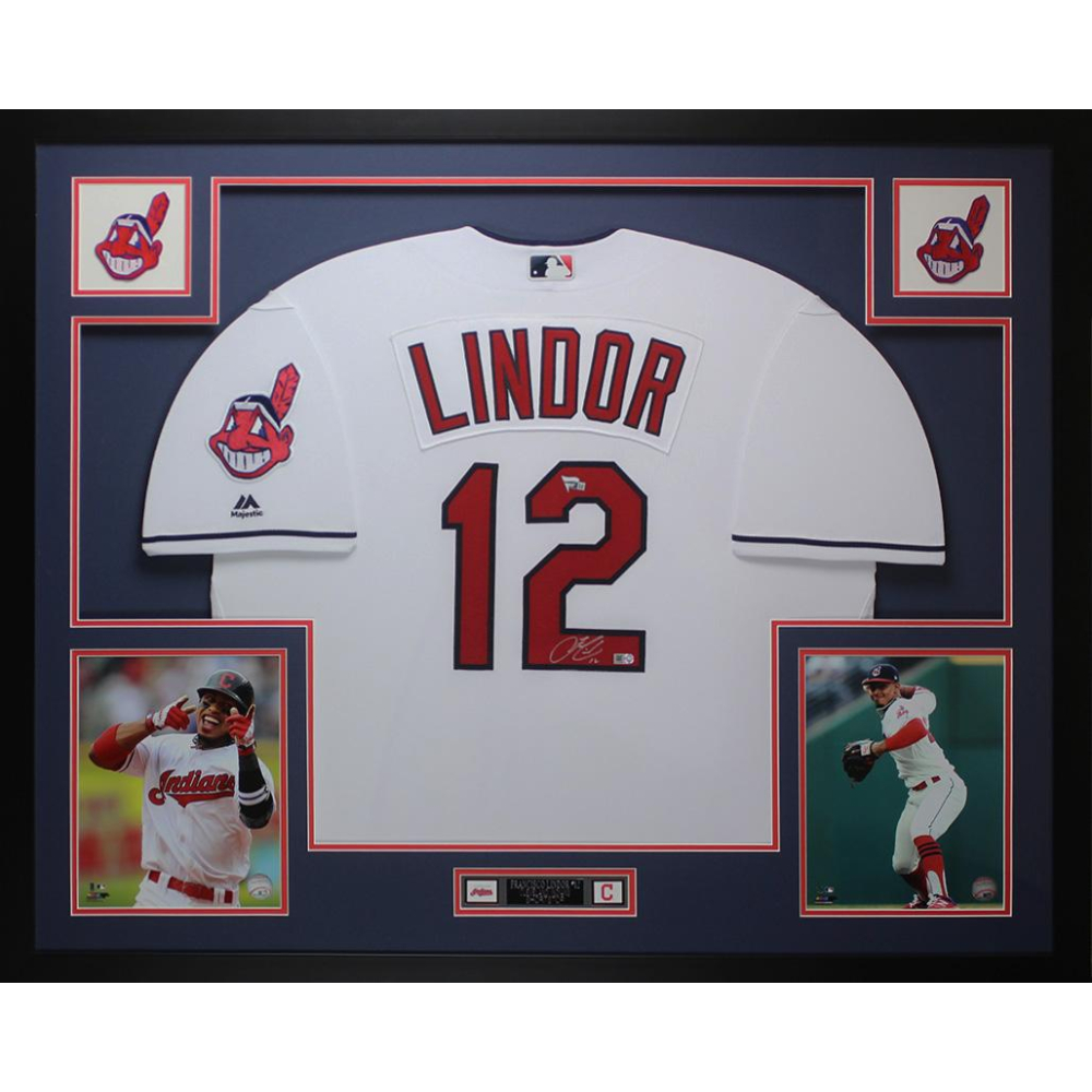 Francisco Lindor Signed Custom Framed Jersey Display (Fanatics & MLB ...