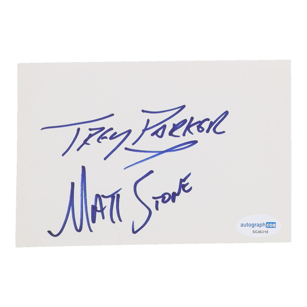 Matt Stone & Trey Parker Signed Cut (ACOA) | Pristine Auction