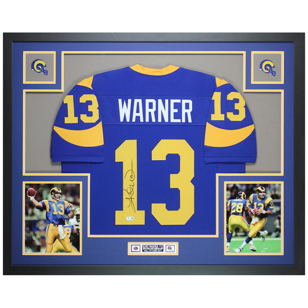 Kurt Warner Signed Custom Framed Jersey Display (Beckett) | Pristine ...