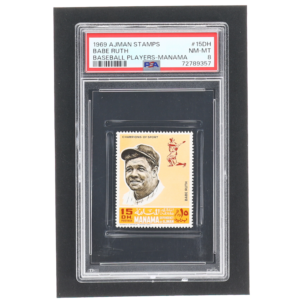 Babe Ruth 1969 Ajman Hall of Fame Stamps #2 (PSA 8) | Pristine Auction