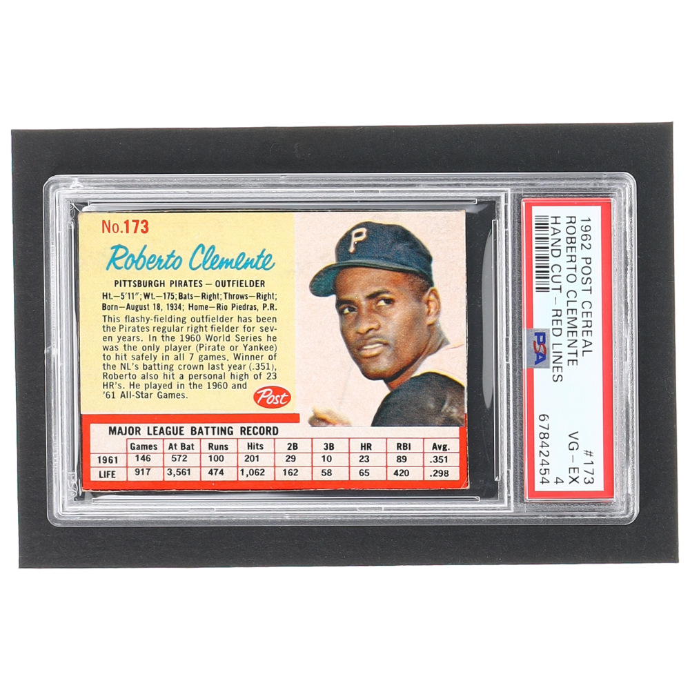 Roberto Clemente 1962 Post #173A Red Lines (PSA 4) | Pristine Auction