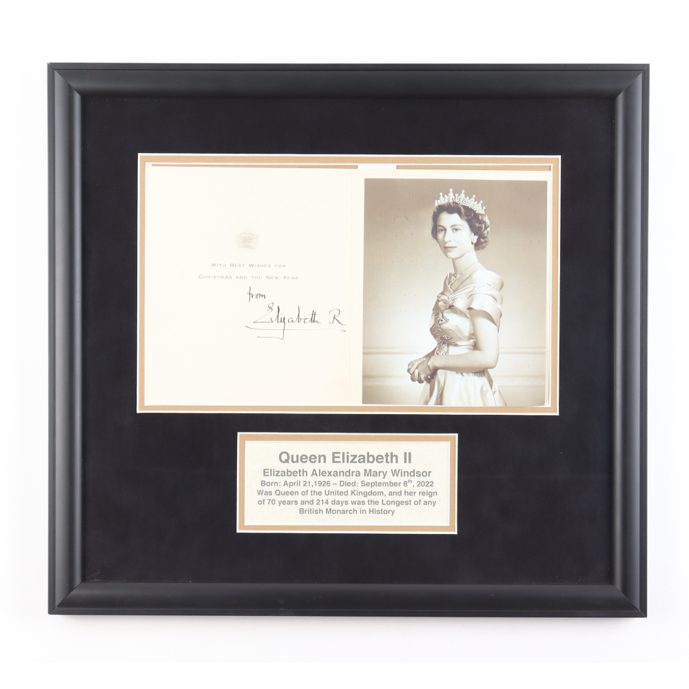 Queen Elizabeth II Signed Custom Framed Vintage Holiday Card Display ...