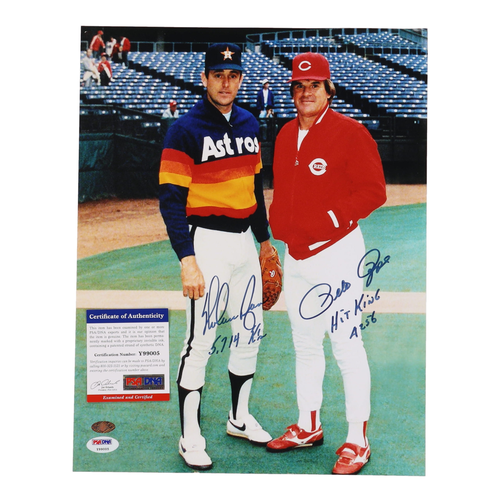 Nolan Ryan & Pete Rose Signed 11x14 Photo with (3) Inscriptions (PSA ...