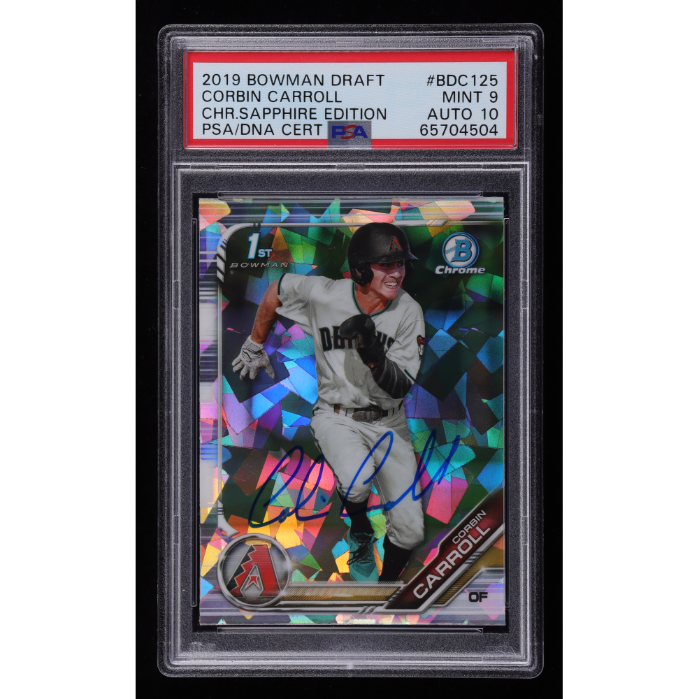 Corbin Carroll Signed 2019 Bowman Chrome Draft Sapphire #BDC125 RC (PSA ...
