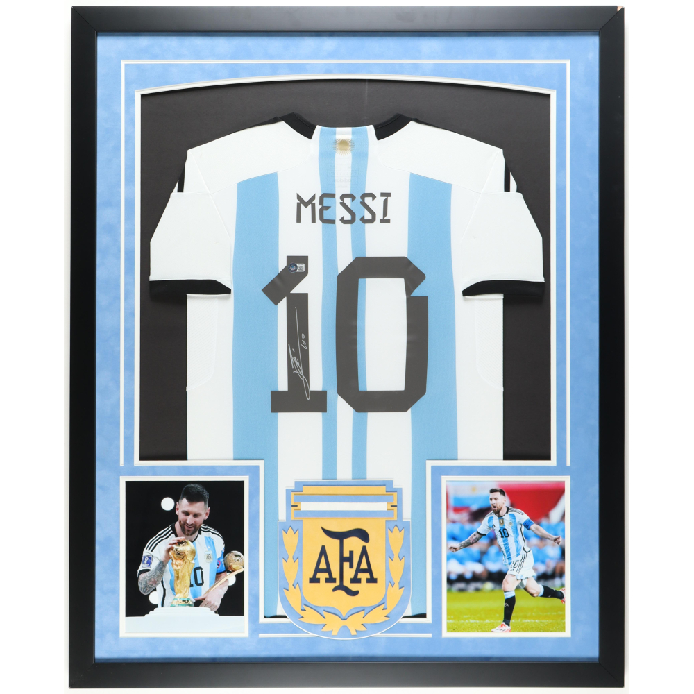 Lionel Messi Signed Custom Framed Jersey Display (Beckett) | Pristine ...