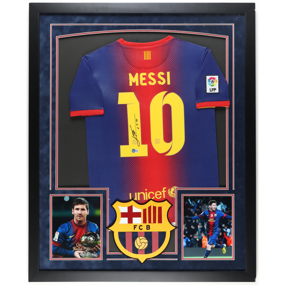 Lionel Messi Signed Custom Framed Jersey Display (Beckett) (See ...