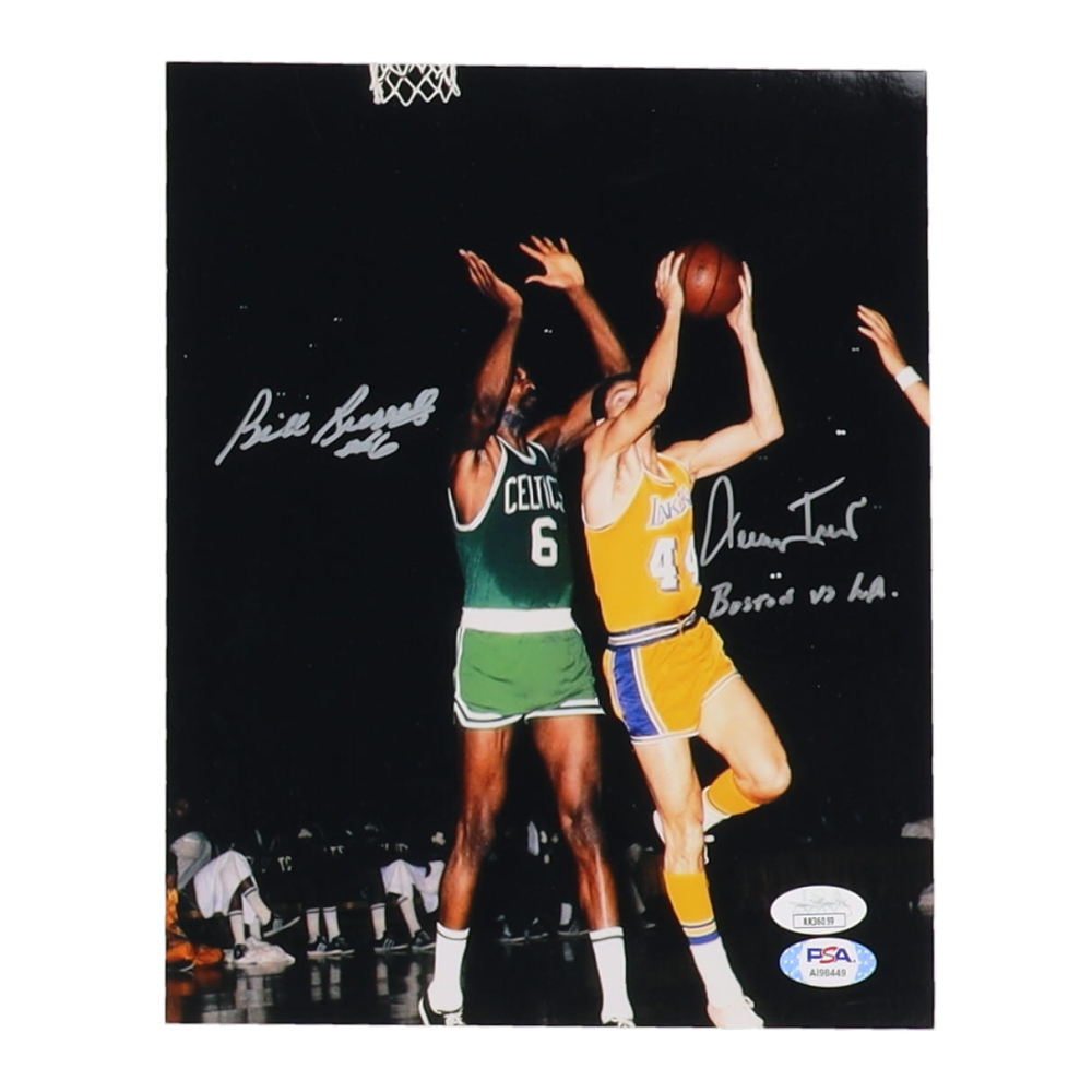 Jerry West & Bill Russell Signed 8x10 Photo (JSA & PSA) | Pristine Auction