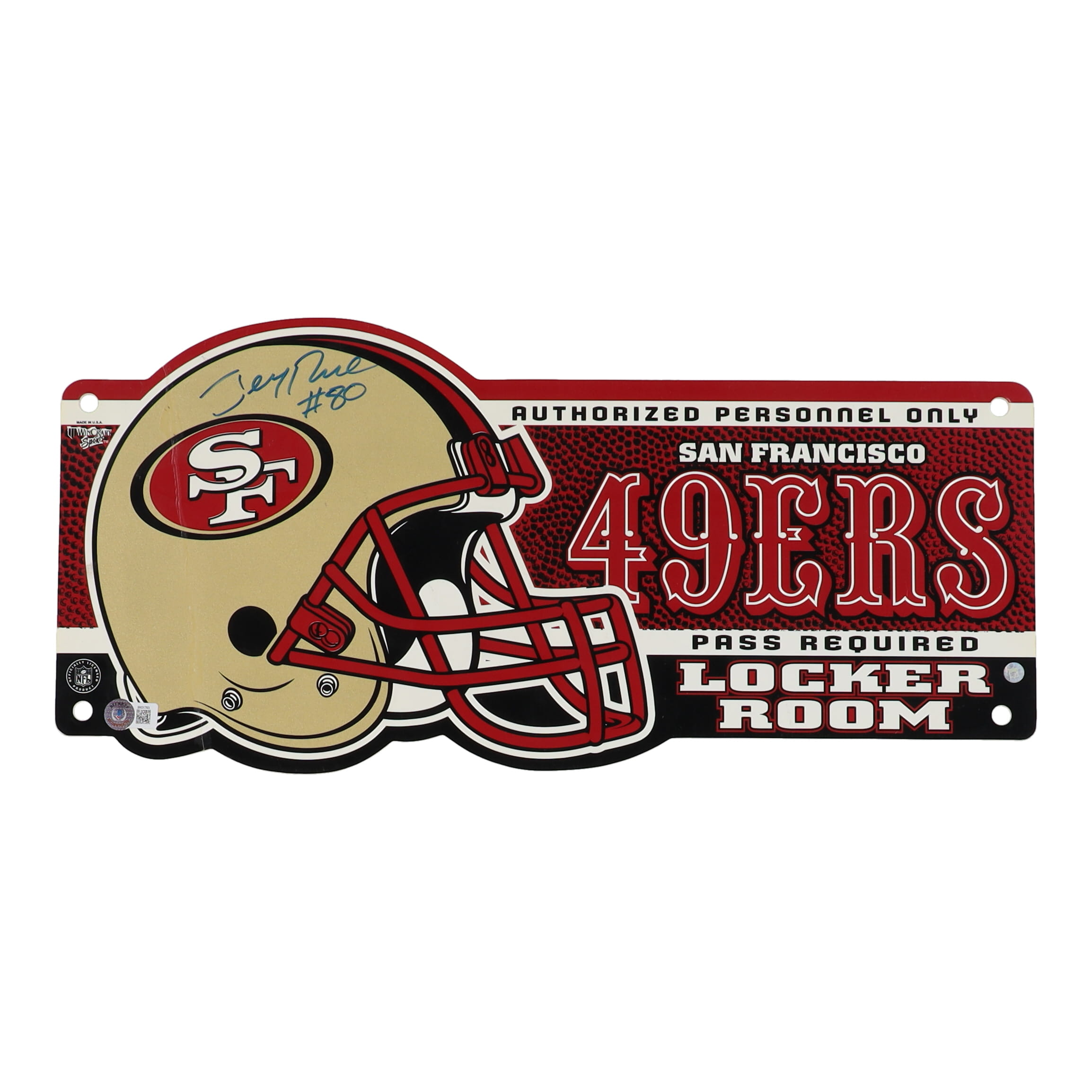 Jerry Rice Signed 49ers Locker Room Sign (Beckett) | Pristine Auction