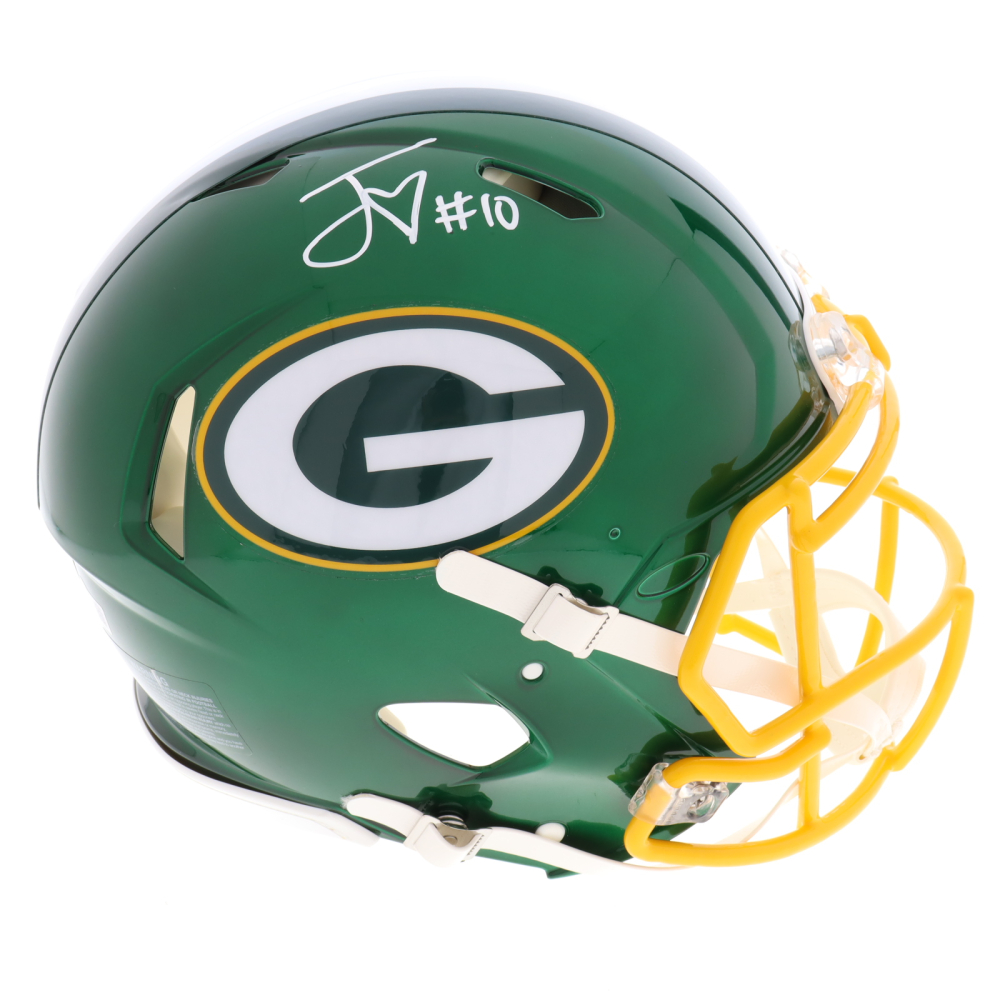 Jordan Love Signed Packers Full-Size Authentic On-Field Flash Alternate Speed Helmet (Beckett ...