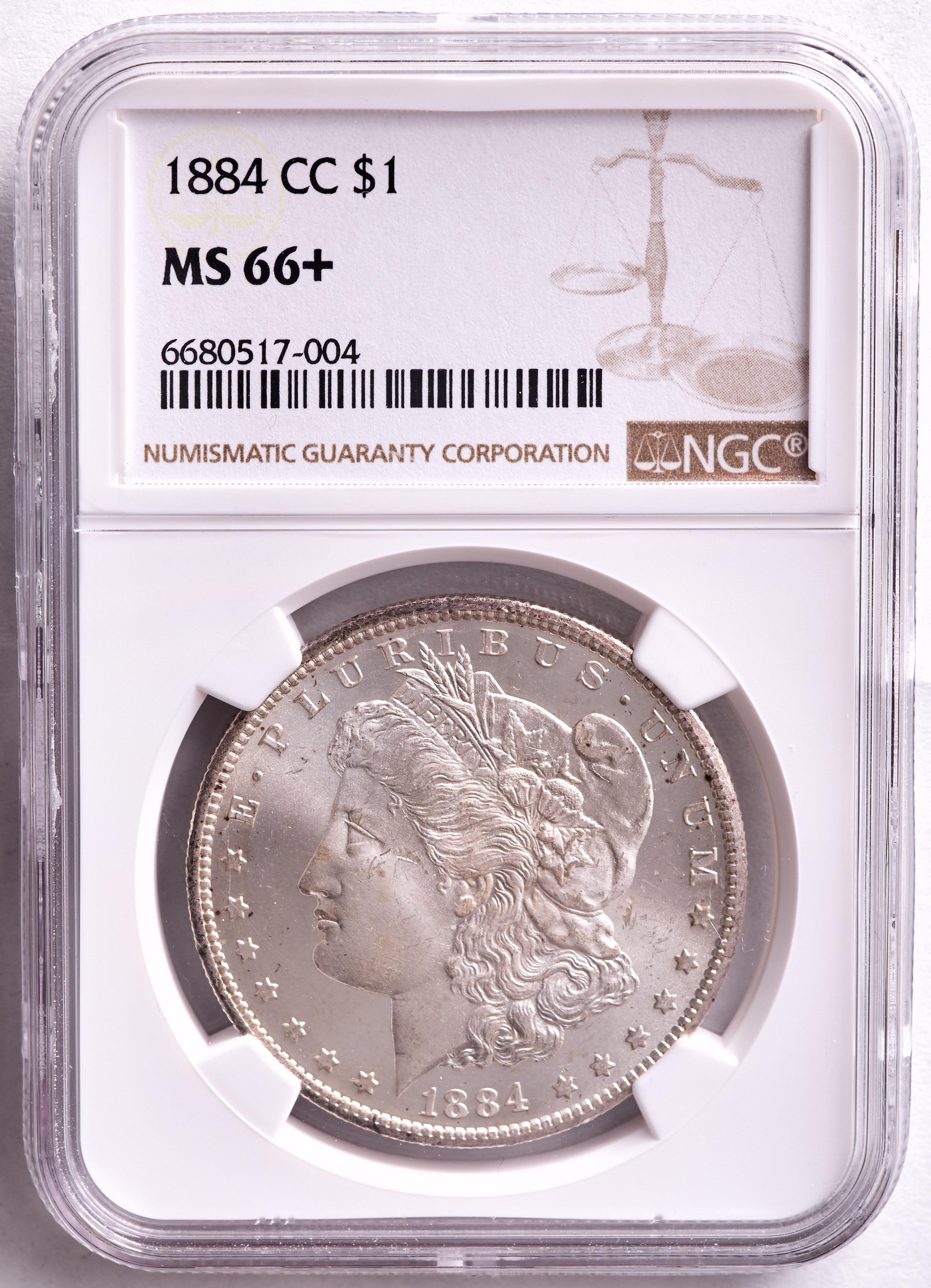 1884-CC Morgan Silver Dollar (NGC MS66+) | Pristine Auction