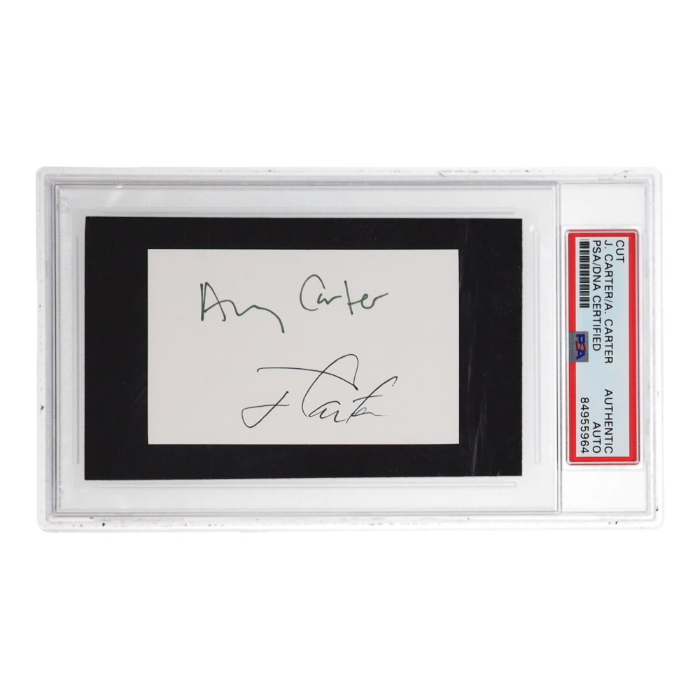 Jimmy & Amy Carter Signed Index Card (PSA) | Pristine Auction