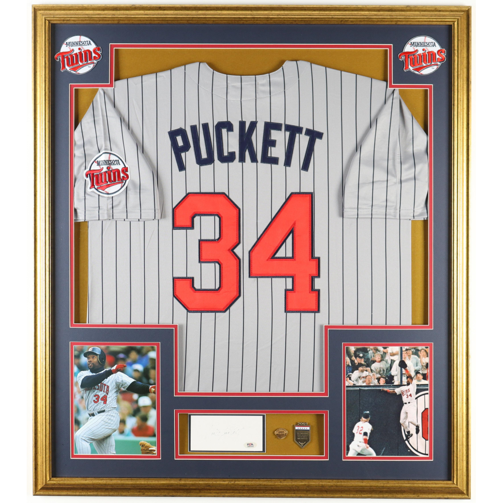 Kirby Puckett Signed Browns Custom Framed Cut Display with Jersey ...