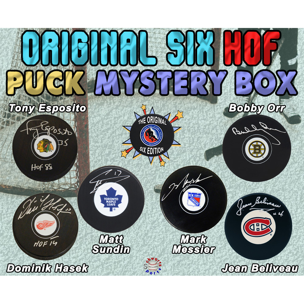 Hockey HALL OF FAMER Signed Logo Hockey Puck Mystery Box – ORIGINAL SIX ...