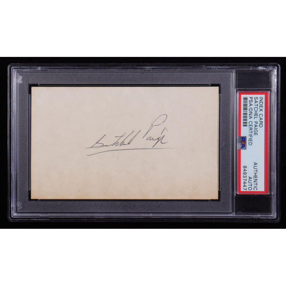 Satchel Paige Signed Vintage 3x5 Index Card (PSA) | Pristine Auction