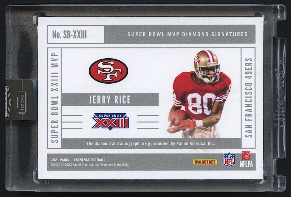 Jerry Rice 2021 Panini Eminence Super Bowl MVP Diamond Signatures #16 ...