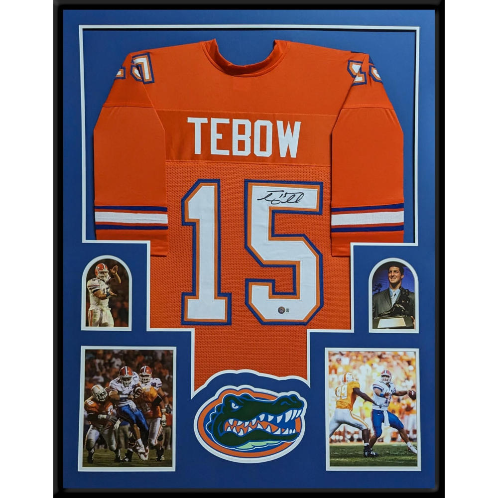 Tim Tebow Signed Custom Framed Jersey Display (Beckett) | Pristine Auction