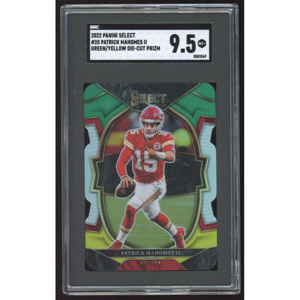 Patrick Mahomes II 2022 Select Prizm Green and Yellow Die Cut #20 (SGC ...