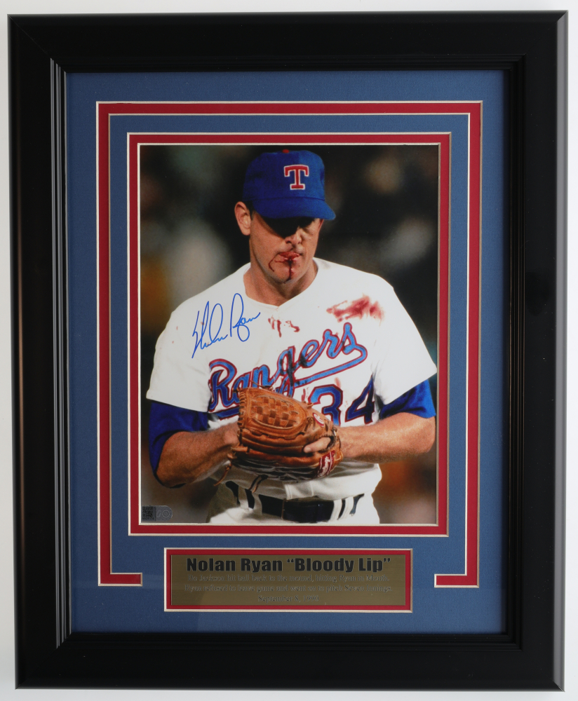 Nolan Ryan Signed Rangers 13x16 Matted Custom Framed Photo Display (AIV ...