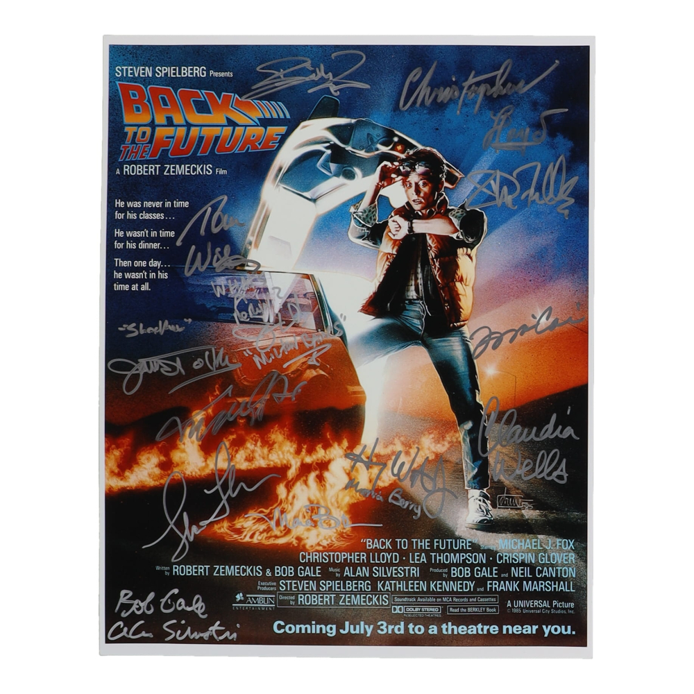 "Back To The Future" 16x20 Photo Signed by (14) with Michael J. Fox, Christopher Lloyd, Claudia ...