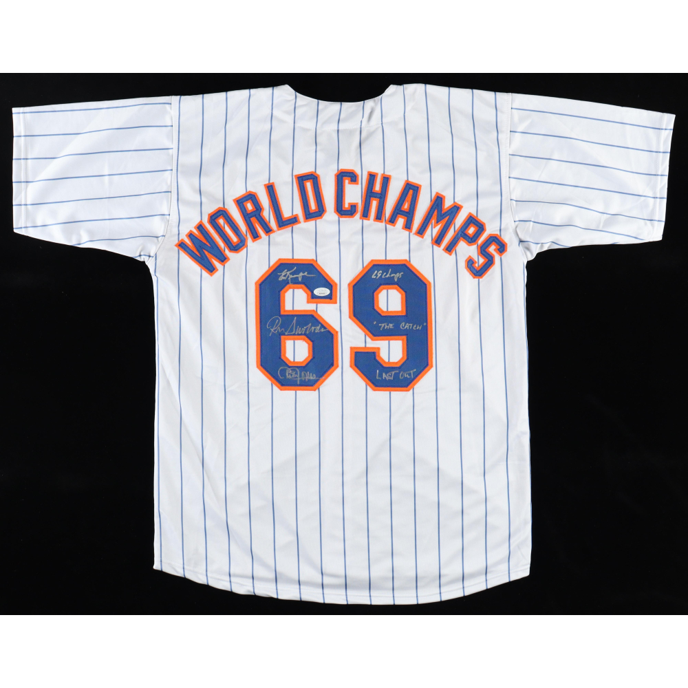 Cleon Jones, Ed Kranepool & Ron Swoboda Signed Jersey Inscribed "69 ...