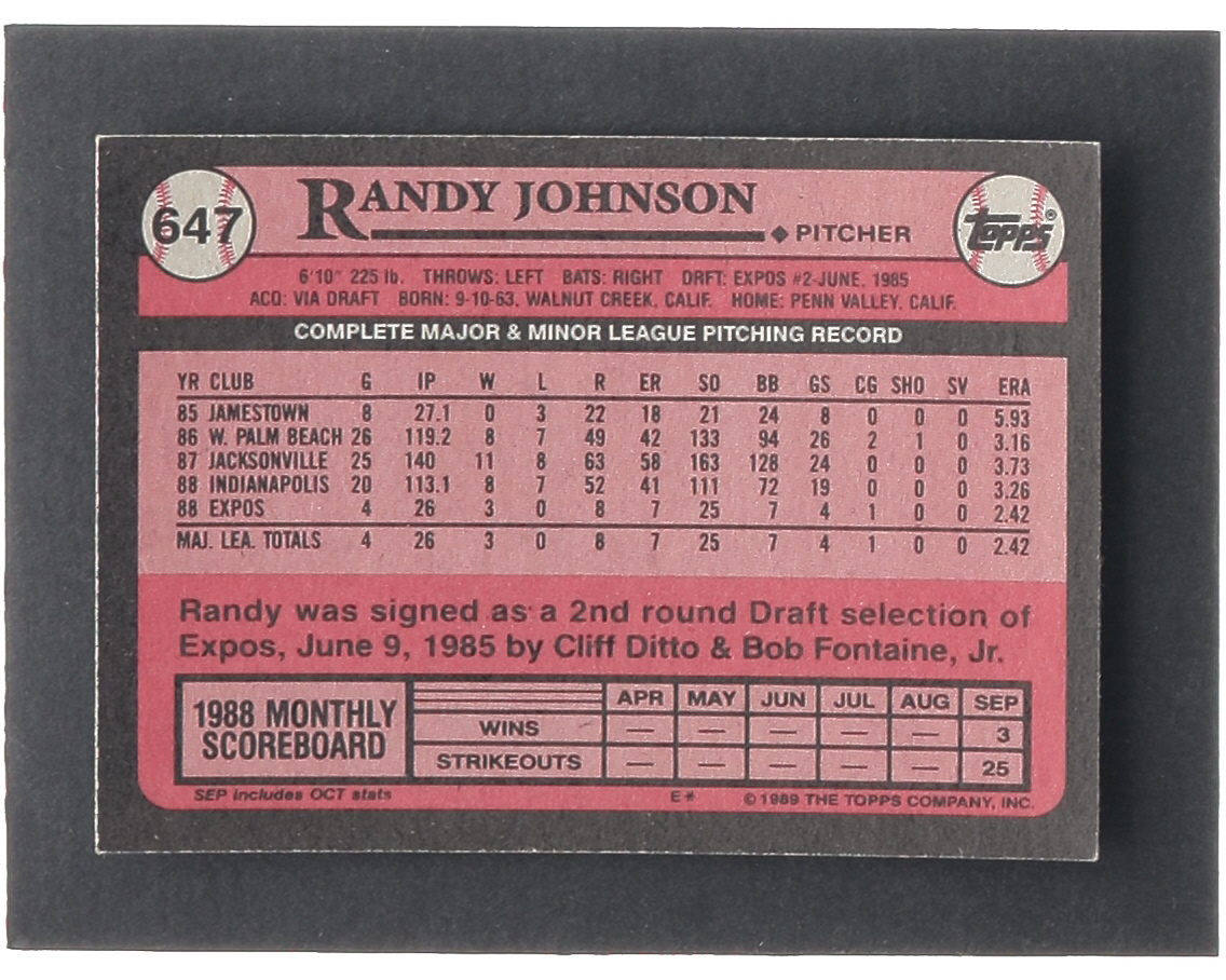 Randy Johnson 1989 Topps #647 RC | Pristine Auction