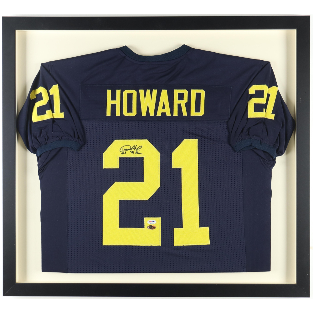 Desmond Howard Signed Custom Framed Jersey Display Inscribed "'91 Heisman" (PSA & Field Of ...