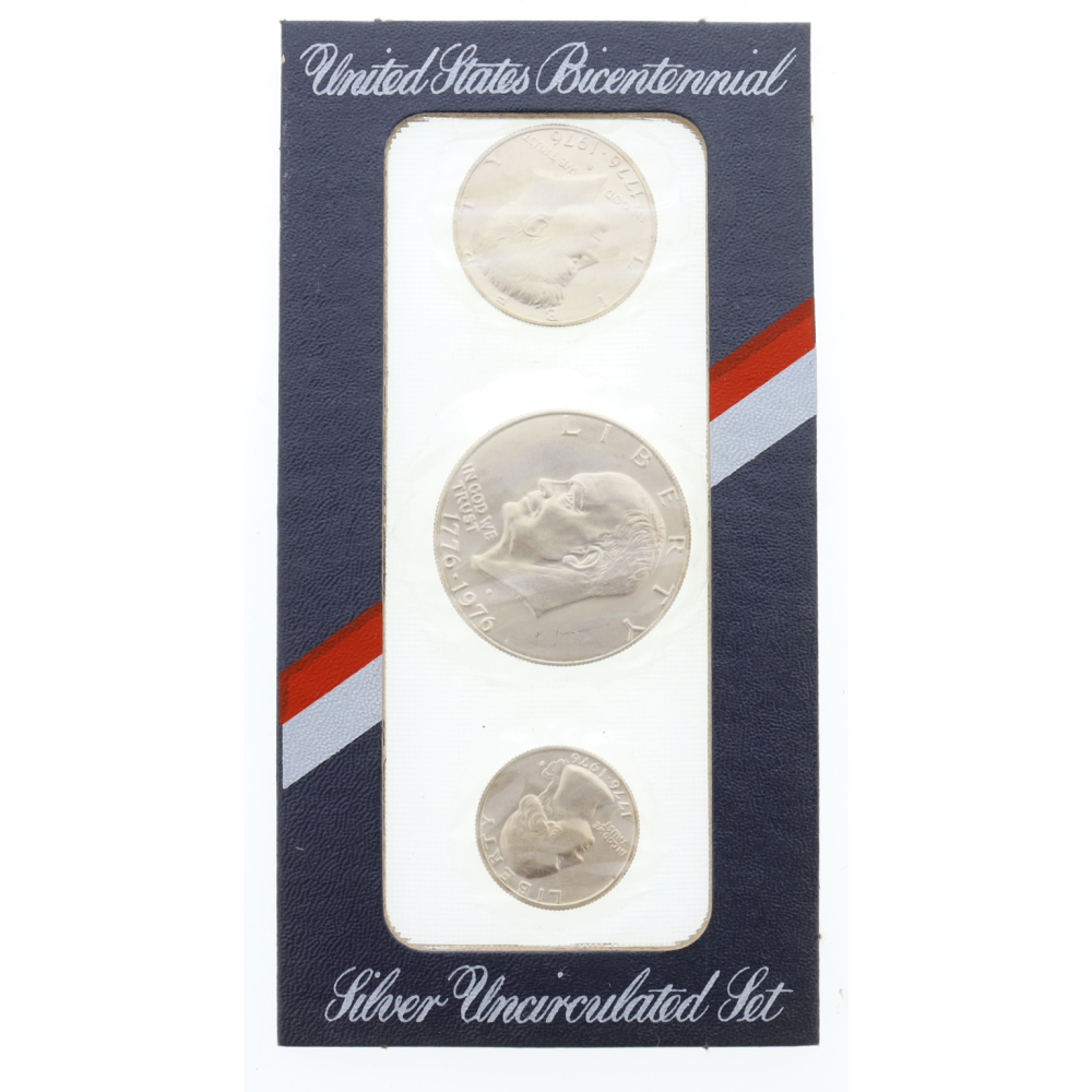 United States Bicentennial Silver Uncirculated Set with (3) Coins ...