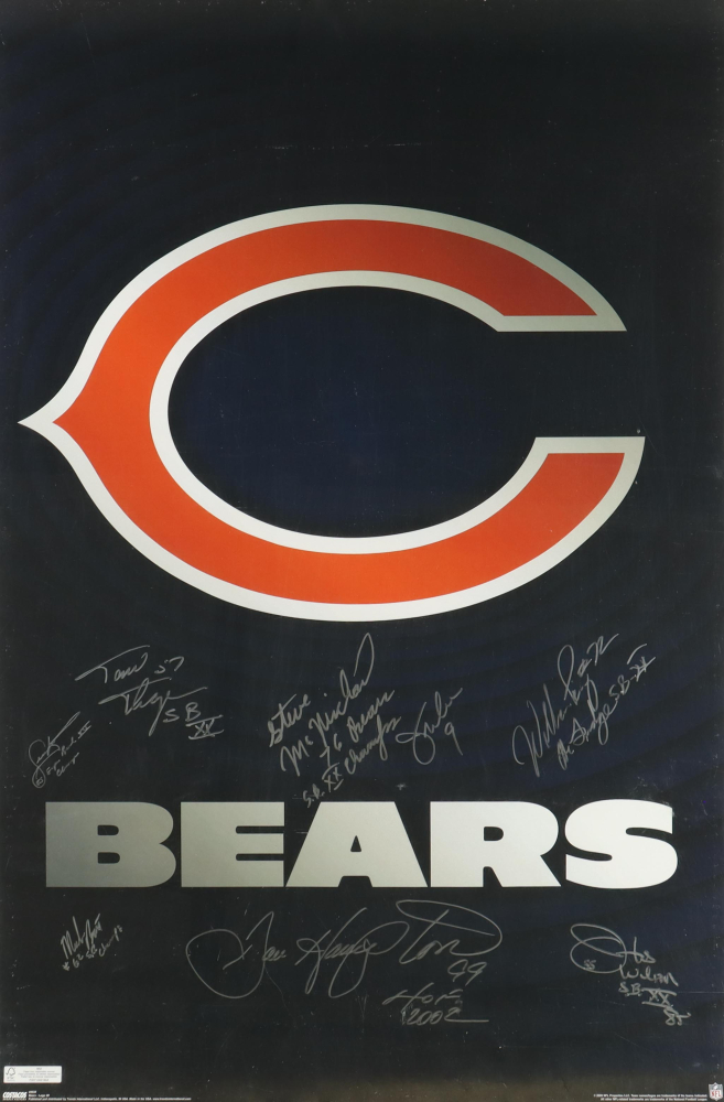 Multi-Signed & Inscribed (8) Chicago Bears 23x34 Poster (Schwartz ...