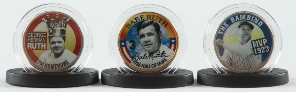 Set of (3) Babe Ruth Baseball Legends Statehood Colorized Quarters ...