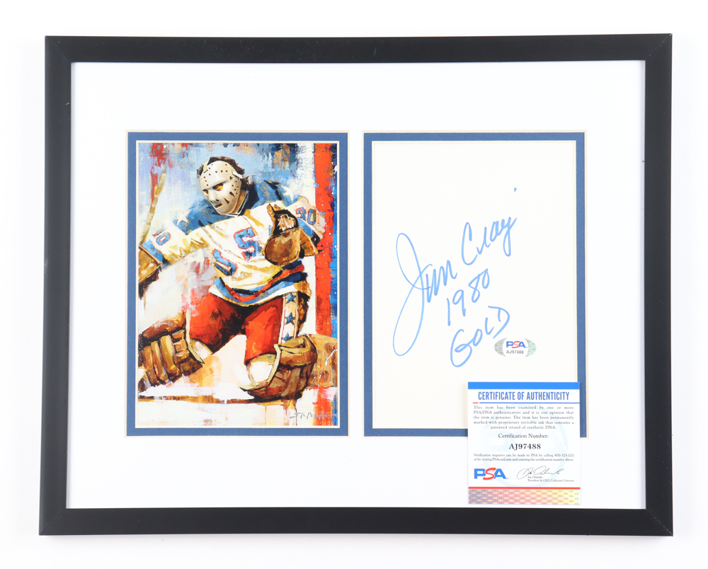 Jim Craig Signed Team USA Custom Framed Matted Cut Display Inscribed ...