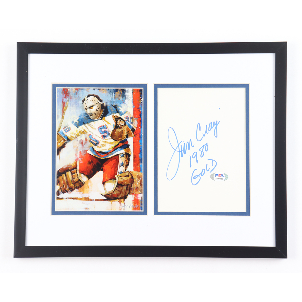 Jim Craig Signed Team USA Custom Framed Matted Cut Display Inscribed ...
