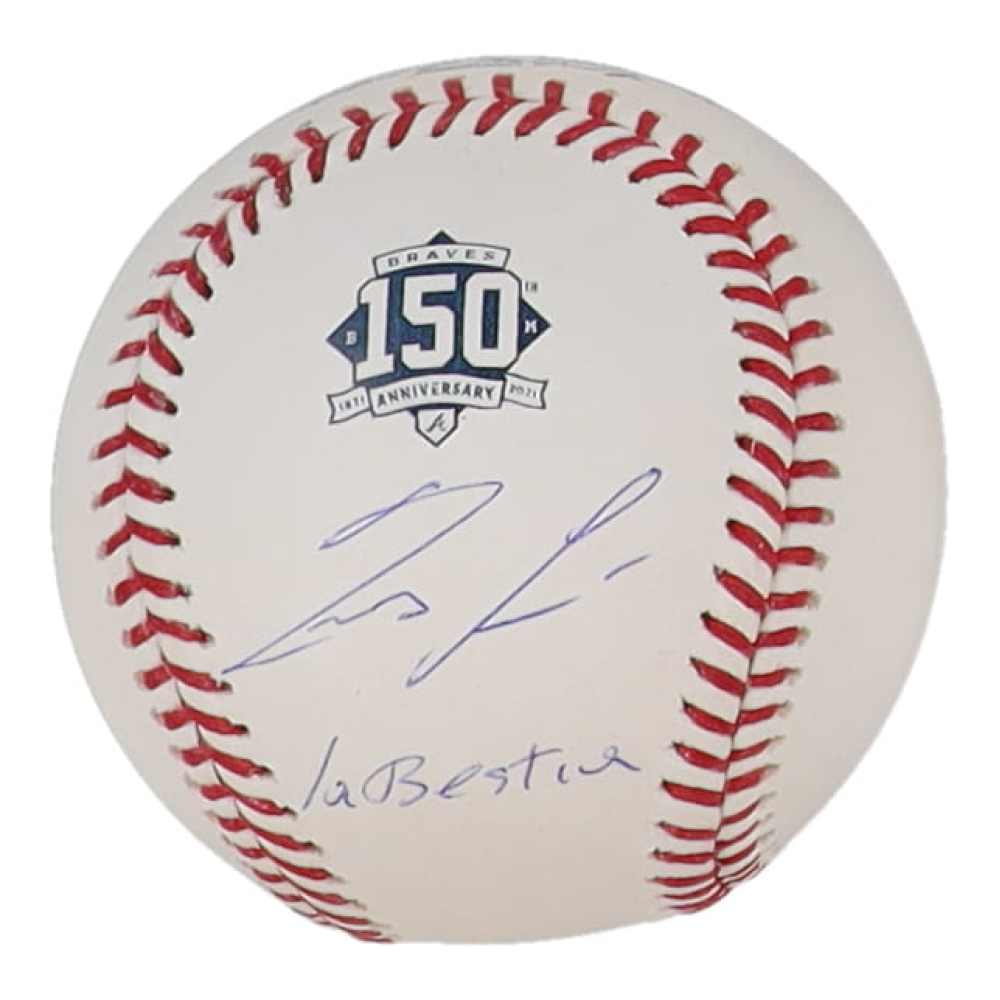 Ronald Acuna Jr. Signed OML Braves 150th Anniversary Logo Baseball ...