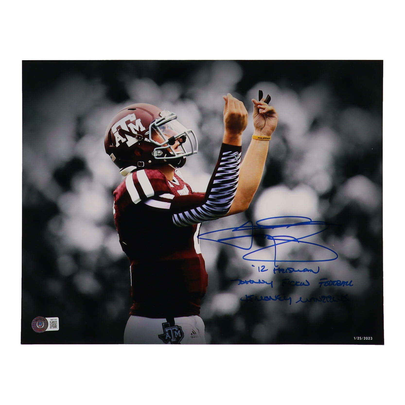 Johnny Manziel Signed Texas A&M Aggies 11x14 Photo Inscribed "'12 ...