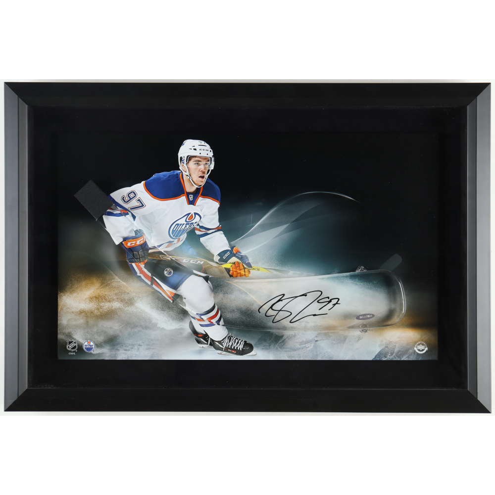 Connor McDavid Signed Oilers Custom Framed Acrylic Hockey Blade Display ...