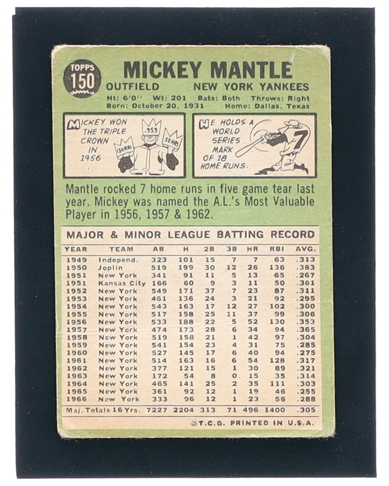 Mickey Mantle 1967 Topps #150 | Pristine Auction