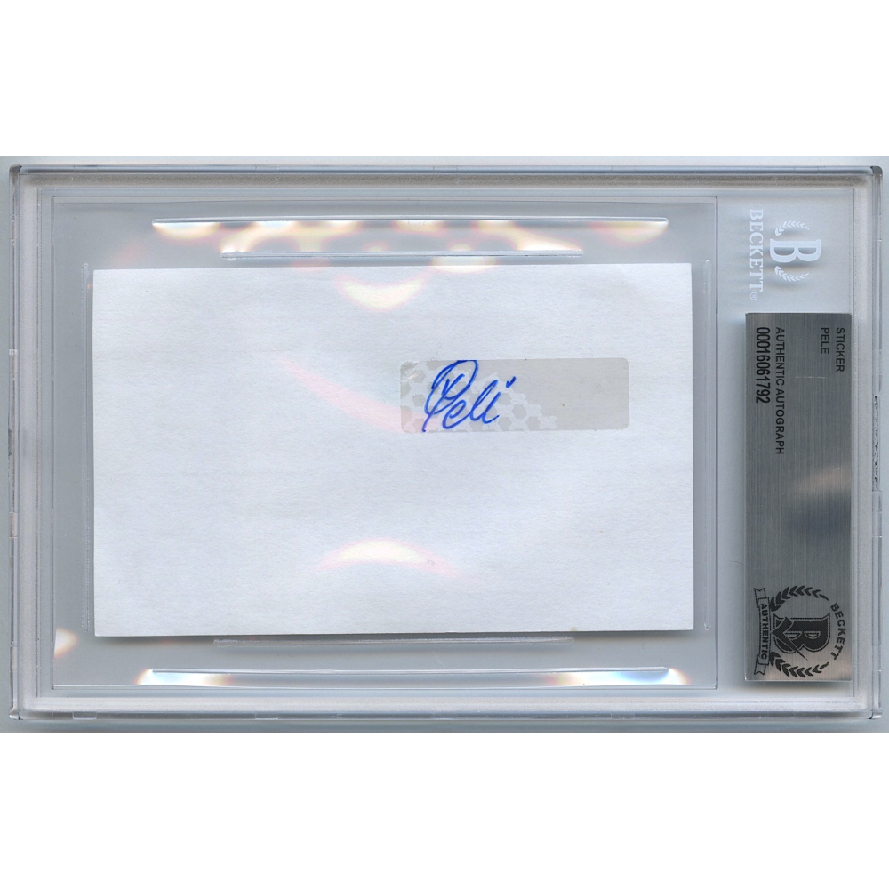 Pele Signed Sticker Affixed to Index Card (Beckett Encapsulated ...