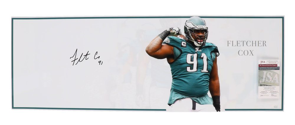 Fletcher Cox Signed Eagles 12x36 Panoramic Photo (JSA) | Pristine Auction