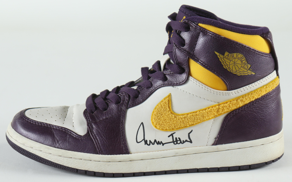 Jerry West Signed Nike Air Jordan Original Lakers Basketball Shoe In ...